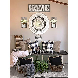 Mkono Mason Jar Wall Sconces Rustic Sconces Wall Decor Set of 2 Farmhouse Mason Jars Bathroom Decor Wood Boards with Fairy Lights and Flowers Fall Wall Decor for Home Kitchen Living Room, White