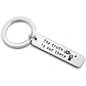 PLITI The Truth is Out There Keychain UFO Alien Lover Inspirational Jewelry Gift (The Truth is out there Key)