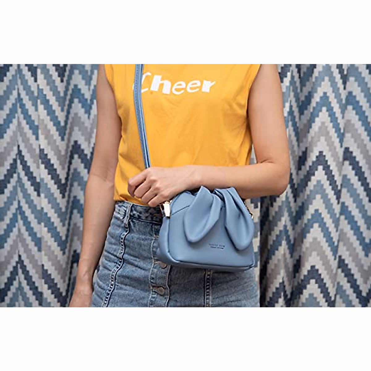 Fashion girl small crossbody shoulder bag cute rabbit ear shape zipper PU messenger bags coin purse for women