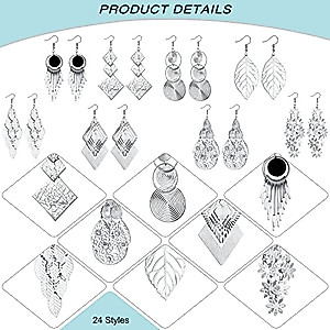 24 Pairs Crystal Teardrop Dangle Earrings Cubic Zirconia Hoop Earrings Boho Threader Earrings Set for Women Girls Christmas (Simple Style)