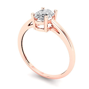 Clara Pucci 1.0 ct Oval Cut Solitaire Genuine Moissanite Wedding Bridal Designer Anniversary Engagement Ring in 14k Rose Gold for Women