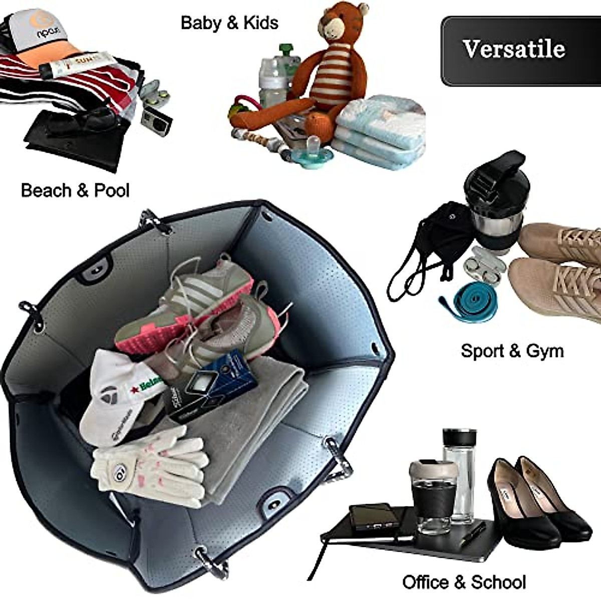 Pole Tribe Neoprene Tote Bags for Women, Lightweight Large Neoprene Bag I Superb Gym Tote or as Womens Travel Totes, made (Charcoal Grey)