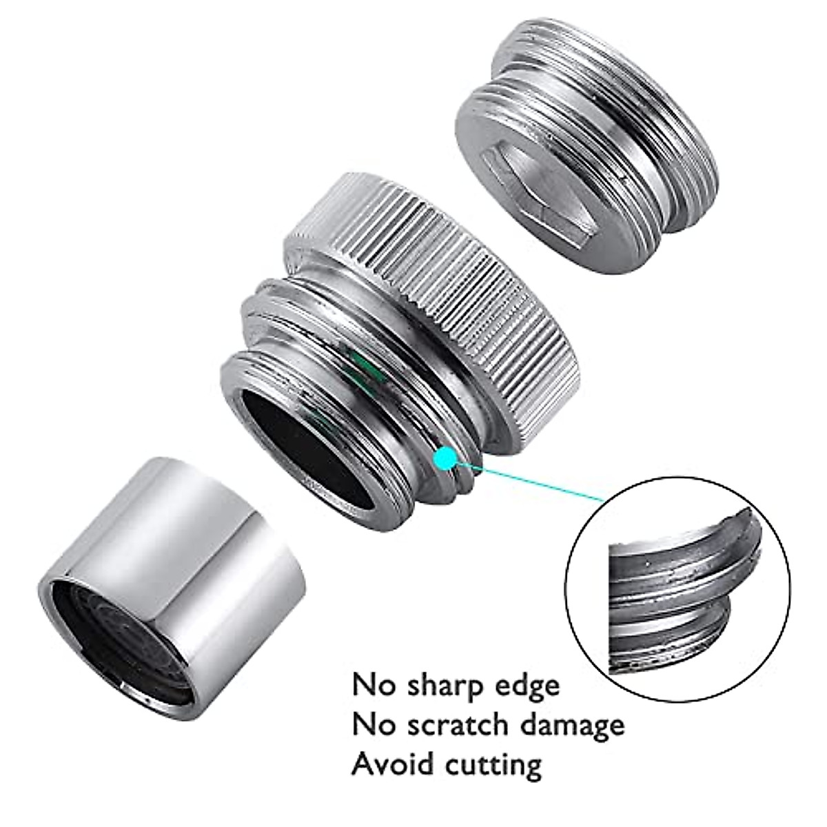 QMLALA Faucet Adapter with Aerator, Garden Hose Adapter Kitchen Sink Faucet Adapter Kit for 55/64" Female to 3/4" Male Faucet Adapater