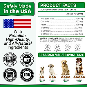 Flea and Tick Prevention for Dogs Chewables - 170 Chews - Natural Dog Flea and Tick Treatment Chewable - Flea and Tick Chews for Dogs - Soft Oral Flea Pills for Dogs - All Breeds & Ages - Bacon Flavor
