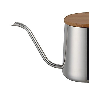 Pour Over Kettle, 12oz/350ml Stainless Steel Gooseneck Coffee Kettle, Long Narrow Spout Coffee Pot Hand Drip Kettle Pour Over Coffee and Tea Pot with Wooden Lid
