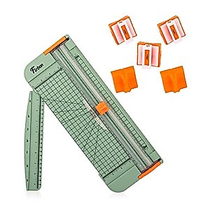 Firbon Morandi A4 Paper Cutter Bundle with 5Pcs Refill Blades, 12 Inch Paper Trimmer with Side Ruler for Scrapbooking, Craft, Coupon, Label, Cardstock