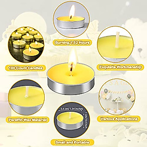 100 Sets Bee Theme Baby Shower Tealight Candles Unscented Yellow Candles Gender Neutral Gift Candles Bee Baby Shower Cards and Organza Bags for Guests Friends Baby Shower Gender Reveal Party Favors
