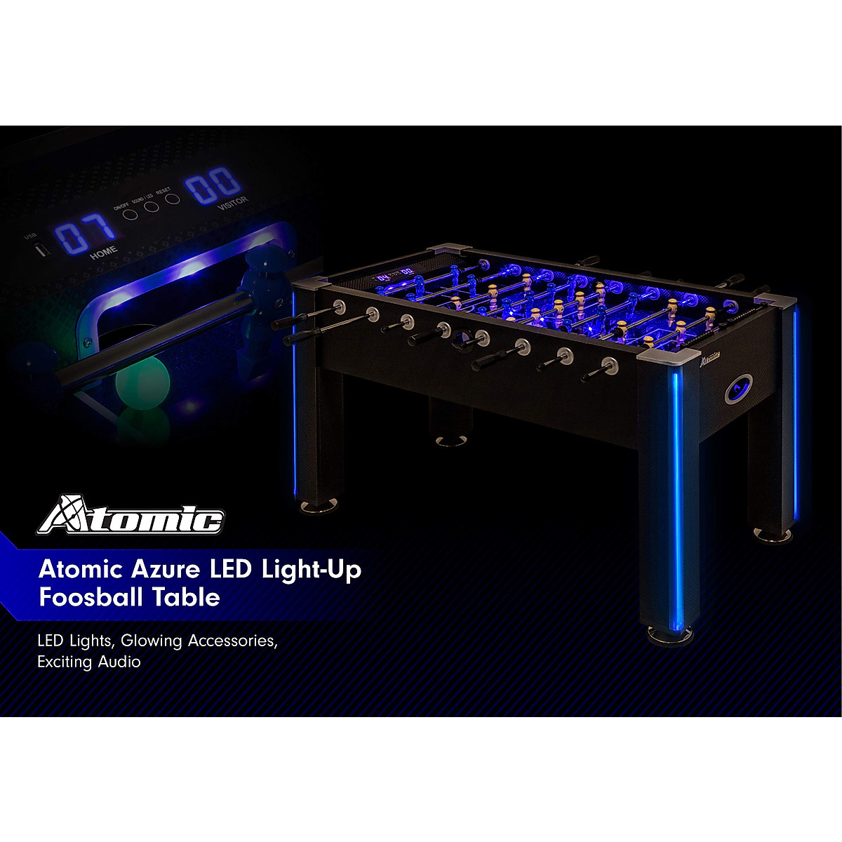 Atomic Azure LED Light Up Foosball Table, 55"