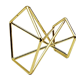 Nwsrayu Geometric Air Plant Holder Airplants Rack Metal Plants Stand Planter Shelves Himmeli Living Decor Tillandsia Pot Containers (Gold 3pcs)