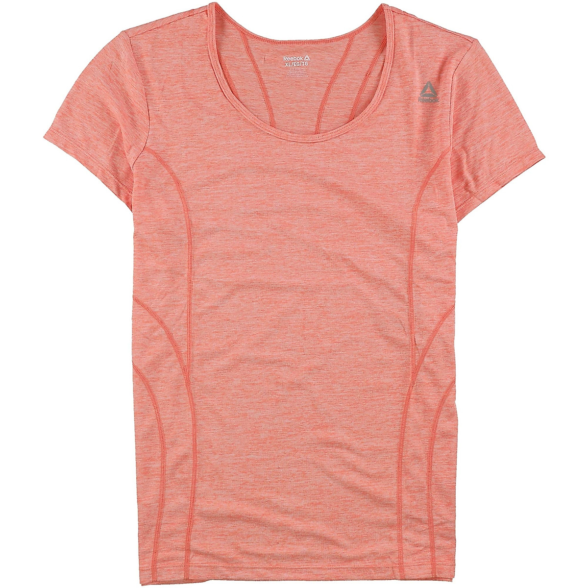 Reebok Womens Poly Marled Basic T-Shirt, Pink, Medium