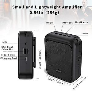 SHIDU Mini Voice Amplifier Portable Bluetooth Speaker with UHF Wireless Microphone Headset 10W 1800mAh PA System Supports MP3 Format Audio for Teachers, Coaches, Training, Tour Guide.