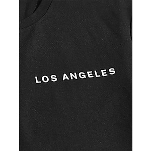 GORGLITTER Men's Letter Printed T Shirts Short Sleeve Top & Shorts Casual Two Piece Sets Black and Purple Letter & Bear Medium