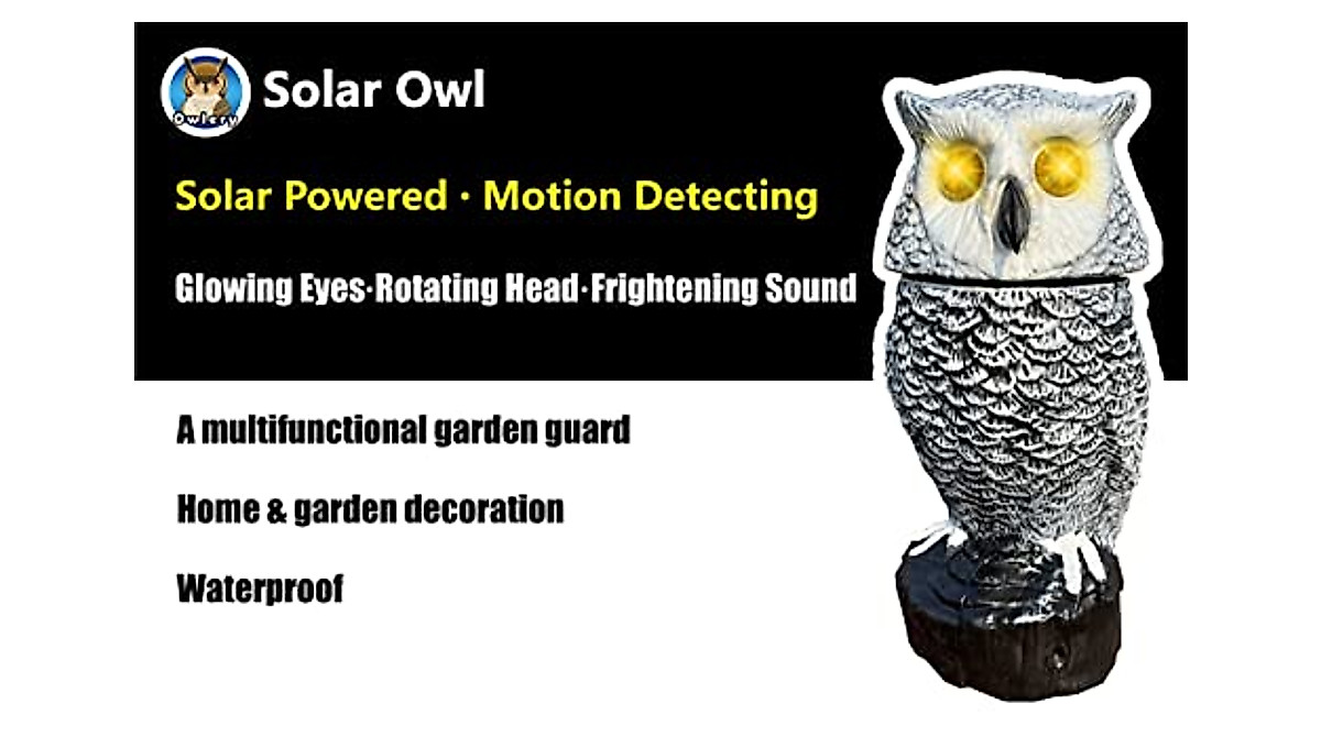 Owlery Solar Owl Decoration with Spinning Head
