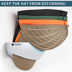 ZUKEY Hat Rack, Hat Storage Organizer for Baseball Caps, Easy Installation, Cap Holder Organizer for Closet, Door, Various walls, White