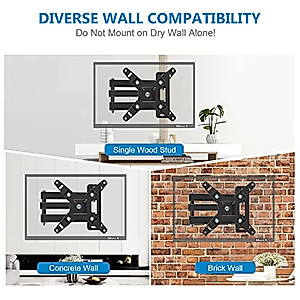 JUSTSTONE Full Motion TV Wall Mount Bracket for 13-45 Inches LED, Plasma Flat Screen Curved TVs, TV Mount with Articulating Arms Swivels Tilt Extension, VESA 200x200mm and Loading Capacity 55 lbs