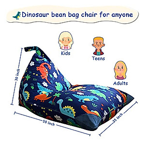 Jorbest Stuffed Animal Storage Bean Bag Chair for Kids Adults, Stuffed Animal Bean Bag Storage, Dinosaur Bean Bag Stuffed Animal Storage, Dinosaur Kids Bean Bag Chair Cover - Cover ONLY (200L/52 Gal)