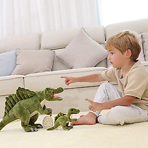 Wilomis 21'' Dinosaur Toys Mommy Dinosaur Stuffed with Baby Dinosaur Egg Plush Toys, Dinosaur Plushies for Kids Christmas Birthday Gift（Spinosaurus Family）