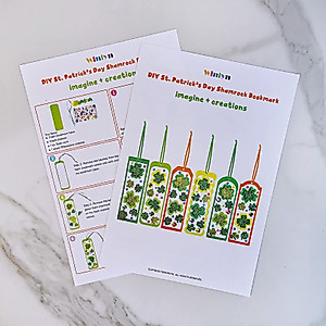 Winlyn 24 Sets St. Patrick's Day Decorations DIY 3D Shamrock Bookmark Craft Kits Blank Foam Bookmarks Lucky Shamrock Four Leaf Clover Stickers for Kids Reading Gifts Classroom Activities Art Projects