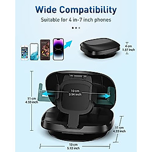 Phone Mount for Car, 360° Rotatable Car Dashboard Phone Holder Mount, Horizontal & Vertical Viewing Cell Phone Holder for Car，Washable Reusable Car Phone Mount, for iPhone Samsung & Other Smartphones