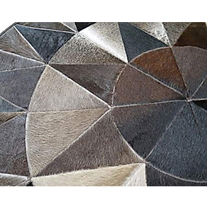cowhide Modern Round Rug Circle Natural Area Patchwork Rug 4ft x 4ft Round Rug Circular Floor Mat
