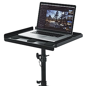 Gator Frameworks Heavy Duty Deluxe Adjustable Multi-Media Gear Stand Featuring 100x100 Vesa Mounting Brackets | Ideal for Laptops and more; Min/Max Height - 36"/48" (GFW-UTL-MEDIATRAY2)