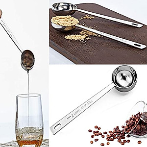 KAZETEC Stainless Steel Coffee Scoops with Long Handle,Stainless Steel 1 Table Spoon,for Coffee Milk Fruit Powder, Measuring Dry and Liquid Ingredients, Cooking Baking(3 Pieces 15 ml)