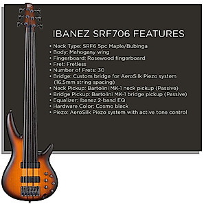 Ibanez SRF706 - Brown Burst Flat