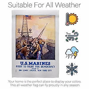 US Brotherhood First to Fight Garden Flag Set Wall Hanger Armed Forces Marine Corps USMC Semper Fi United State American Military Veteran Retire House Banner Small Yard Gift Double-Sided, Made in USA