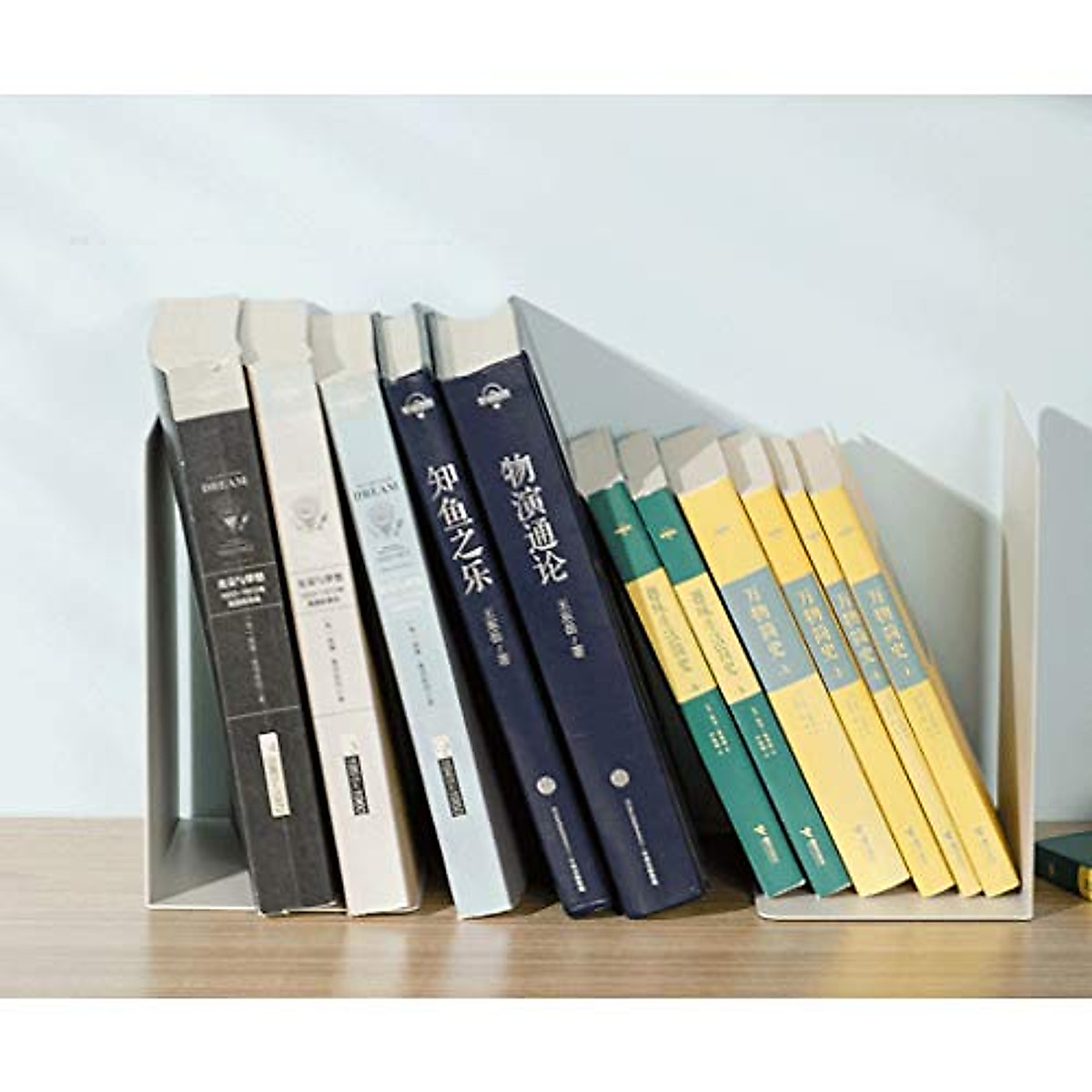 UPJAKS Book Ends Simplicity Bookends, Universal Economy Metal Book Ends for Shelves, Non-Skid Bookend, Heavy Duty Metal Book End, Book Stopper Book Stopper (Color : Grey)