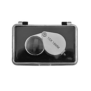 SE 10x18mm Chrome Round Body Jeweler's Loupe with Swing-Away Cover and Storage Box - Ideal for Detailed Craft and Inspection Work - MJ381018C