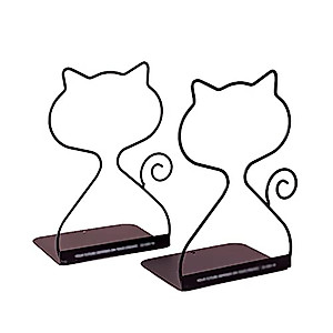 Book Ends for Shelves Bookends Cat-Shaped Bookend Bookshelf Student Desktop Non-Slip Bookend Holds Heavy Books Thick Book Book Ends Office Book Stand (Color : Black)
