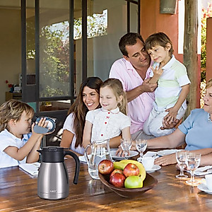 GiNT 34Oz Thermal Coffee Carafe, Insulated Stainless Steel Coffee Carafes for Keeping Hot/Double Walled Vacuum Coffee Carafe (Silver, 1L)