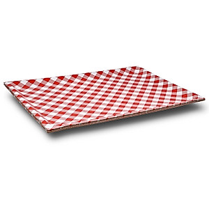 10 Disposable Red & White Gingham Serving Trays Large 10.75" X 15.75" Heavy Duty Rectangle Paper Cardboard BBQ Tray for Dessert Platter Cupcake Display Birthday Party Tableware Supplies