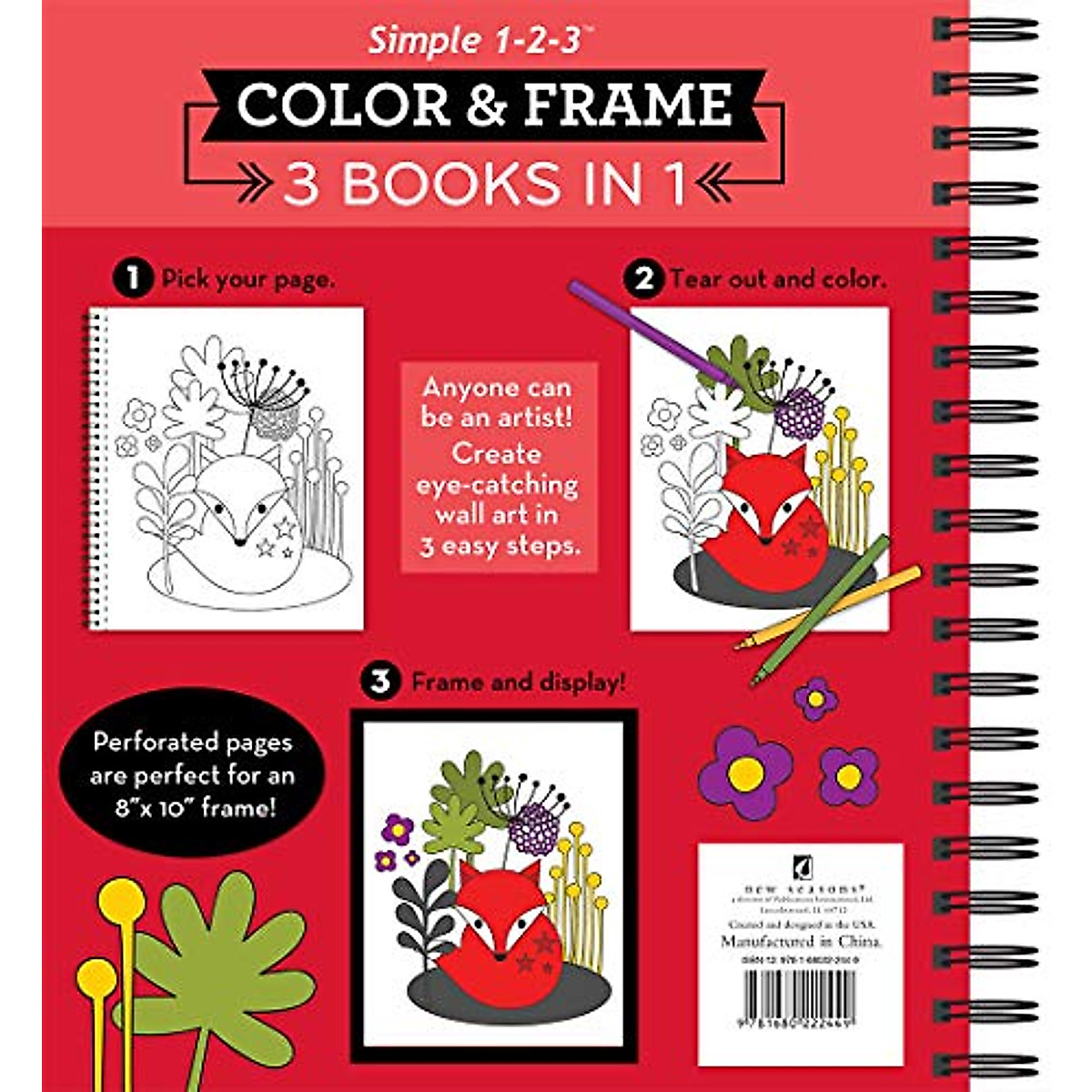 Color & Frame - 3 Books in 1 - Animals, Seasons, Inspiration (Adult Coloring Book)