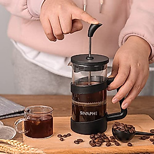 Sivaphe Small French Press 12oz Light-weight Durable High Borosilicate Carafe/Tea Maker Single Serve Coffee Press Frothed Brewer