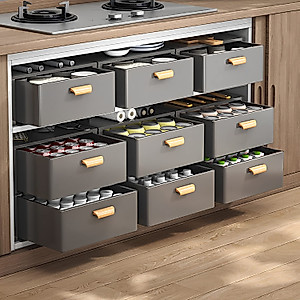 ZHOHO TANT Sliding Cabinet Drawer Organizer, Super Heavy Duty Steel Pull-Out Unit Organizer Drawer with Lid, for Cabinet, Countertop, Home and Office(W15.75'' x D16.1'' x H6.77'' Assembly Free)