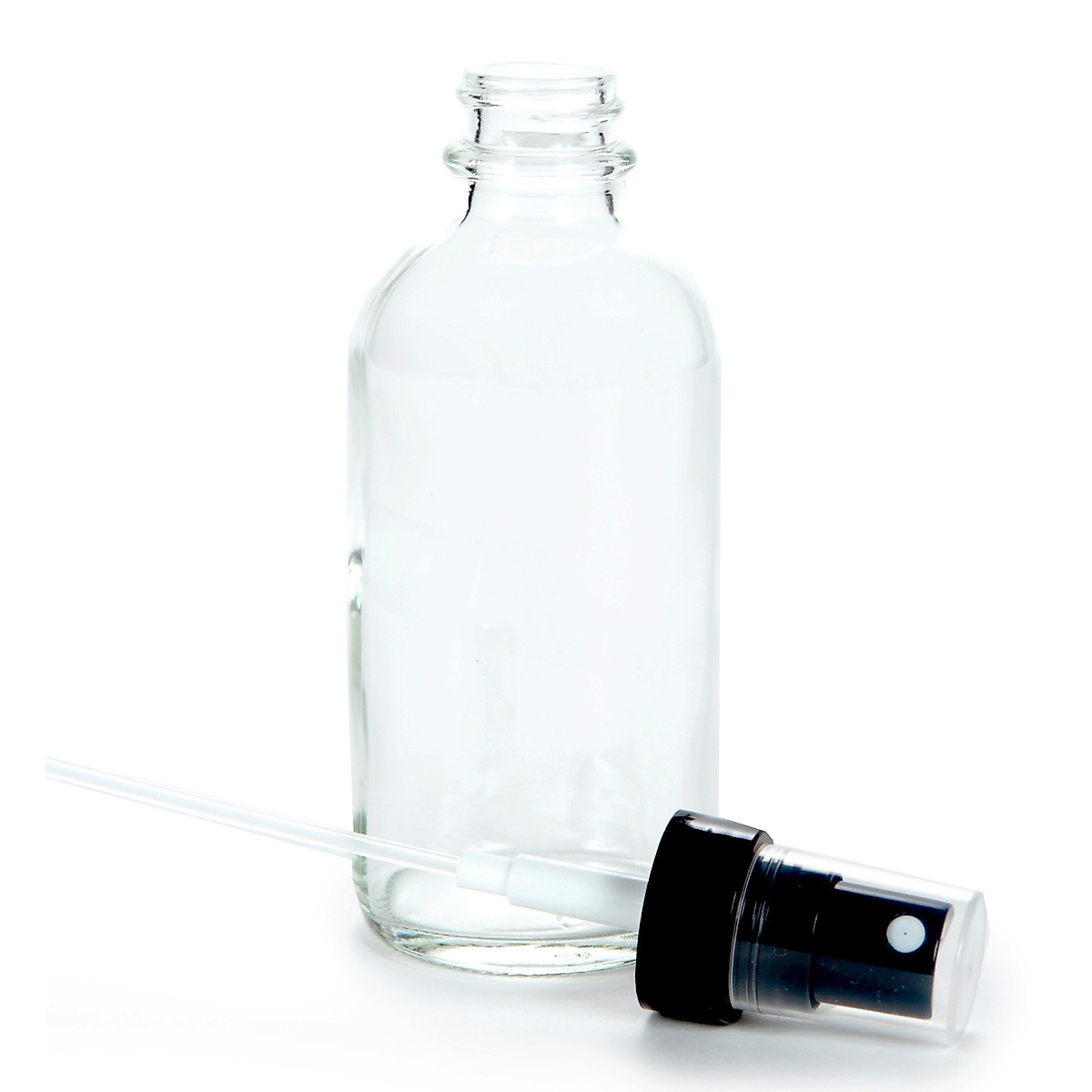 Vivaplex, 6, Clear, 4 oz Glass Bottles, with Black Fine Mist Sprayers