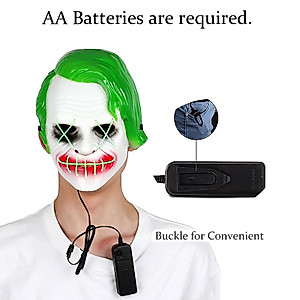 Light Up Skull Mask, Halloween Creepy LED Skeleton Mask for Cosplay, Adults… (Joker)