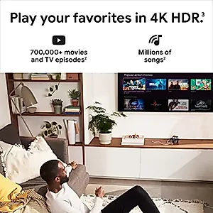 Chromecast with Google TV (4K)- Streaming Stick Entertainment with Voice Search - Watch Movies, Shows, and Live TV in 4K HDR - Snow