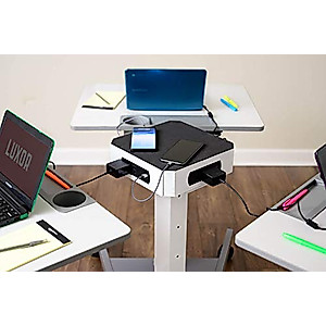 Luxor LuxPower Mobile AC and USB Charging Tower with 8 USB Charging Ports, 8 AC Outlets - White, 14" W x 14" D x 40" H