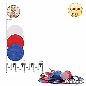 PMLAND Gift Wrapping Paper Table Confetti Circles 2.5 cm (1 Inch) 6000 pcs - Patriotic (Red, Royal Blue and White)