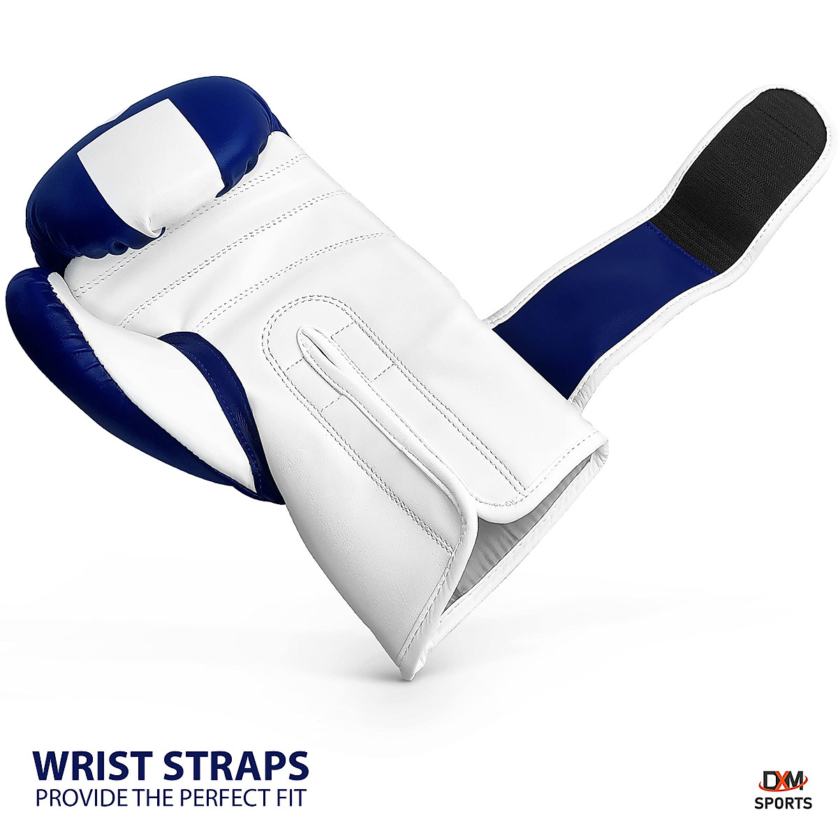 DXM SPORTS Boxing Gloves for Men & Women, Boxing Training Gloves Ideal for Heavy Punching Bag Workout Kickboxing, Muay Thai, MMA Blue & White, 8 oz