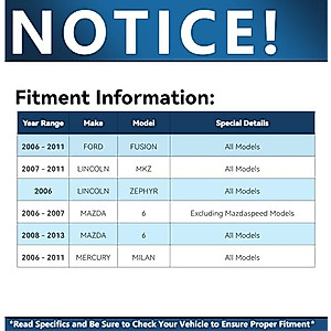 Detroit Axle - Brake Kit for Ford Fusion Lincoln Zephyr MKZ Mazda 6 Mercury Milan Replacement Disc Brake Rotors Ceramic Brakes Pads Front and Rear