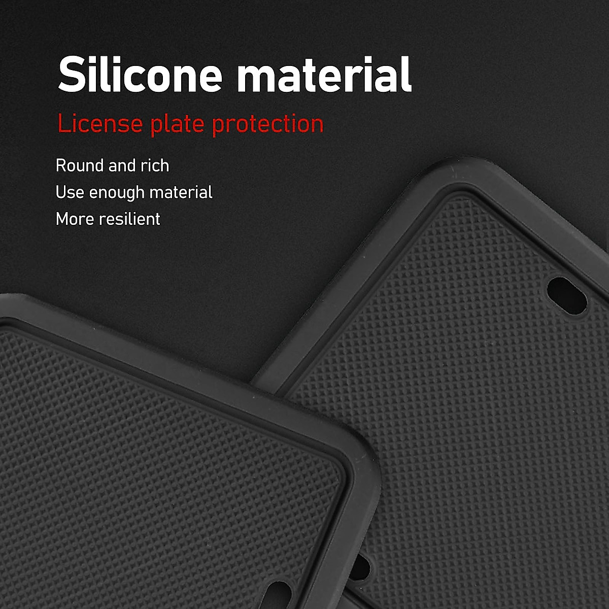 GKmow 1 PC Car Silicone License Plate Frame, 12.2In x 6.3In Waterproof Rust-Proof Does Not Hurt Car Paint License Plate Holder, Universal American Car License Plate Bracket (Black)