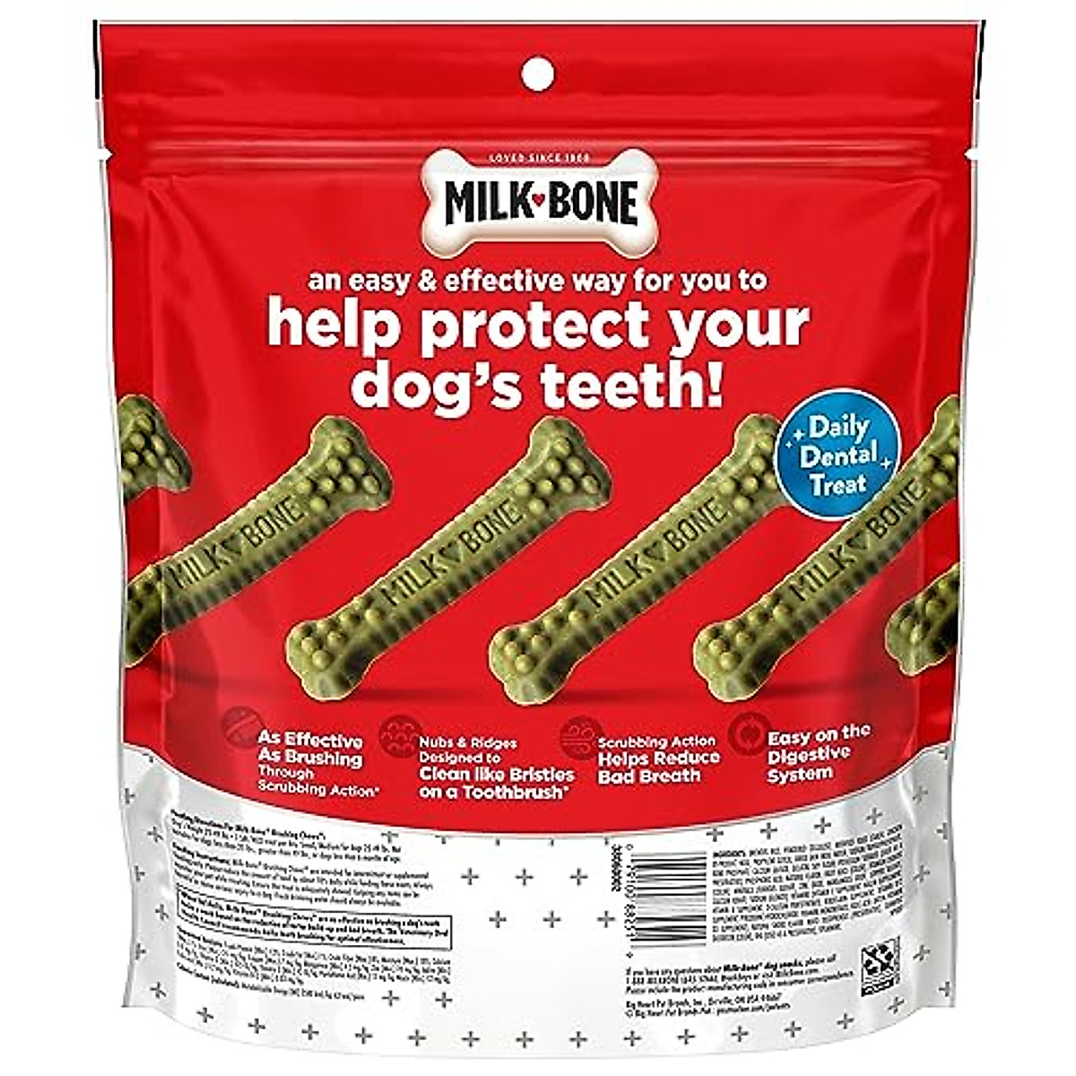 Milk-Bone Fresh Breath Brushing Chews, 25 Small/Medium Daily Dental Dog Treats