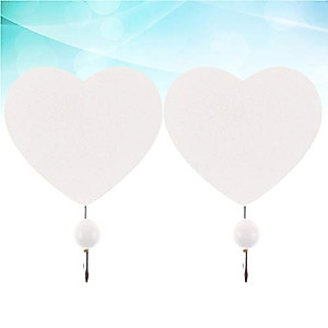 BESPORTBLE 2pcs Heart Shaped Wall Hook Coat Hooks Wall Mounted Coat Rack Closet Hooks Door Hook Hanger Home Organizer White