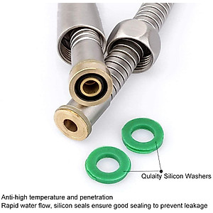 TRIPHIL Kink-free Shower Hoses 98" Extra-long for Handheld Shower Head Hose Replacement with 2 Shower Caps Flexible Metal Sleeves Brass Connectors Stainless Steel Brushed Nickel 98 Inch