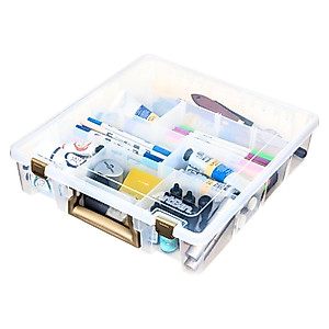 ArtBin 9007AB Super Satchel with Removable Dividers, Portable Art & Craft Organizer with Handle, [1] Plastic Storage Case, Clear