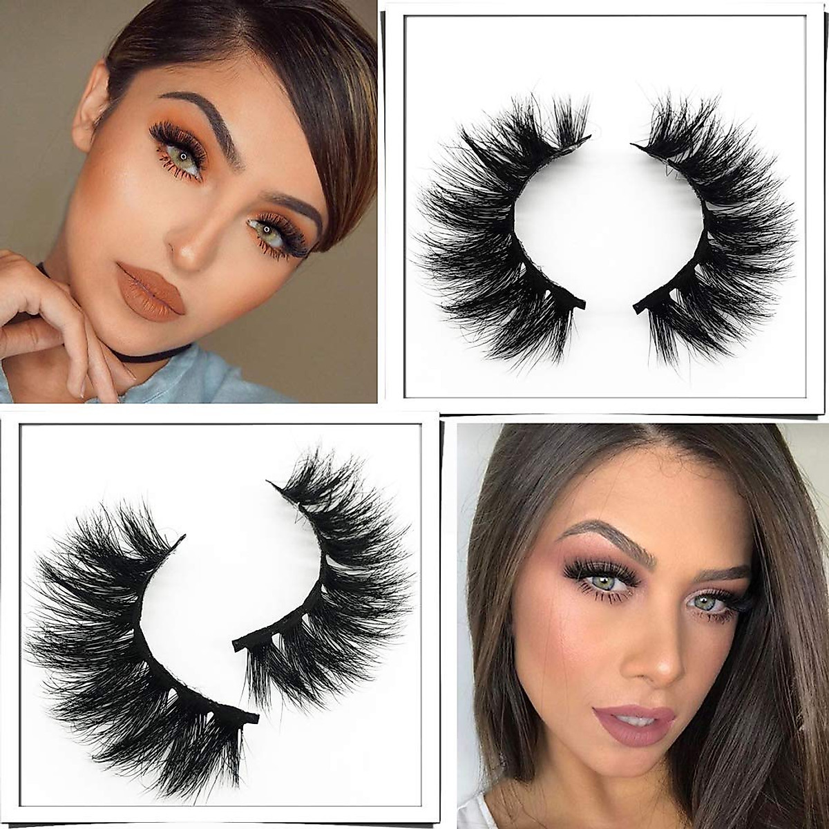 GOO GOO Mink Lashes 16mm Bushy Siberian Mink Fur False Eyelashes Hand Made Strips Real 3D Mink Eyelashes Natural Soft Curl Fake Eyelashes Reusable Make Up Eyelahses 1 Pair