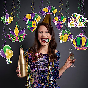 FANCY LAND Mardi Gras Hanging Decoration 30PCS Mardi Gras Swirls Ceiling Carnival Party Decoration